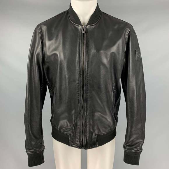 Belstaff | Jackets & Coats | Belstaff Black Leather Ribbed Collar ...